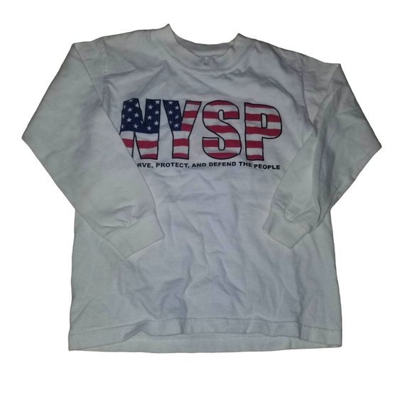 Anvil | Shirts & Tops | Vtg Anvil Boys White Long Sleeve Usa Flag Nysp ...